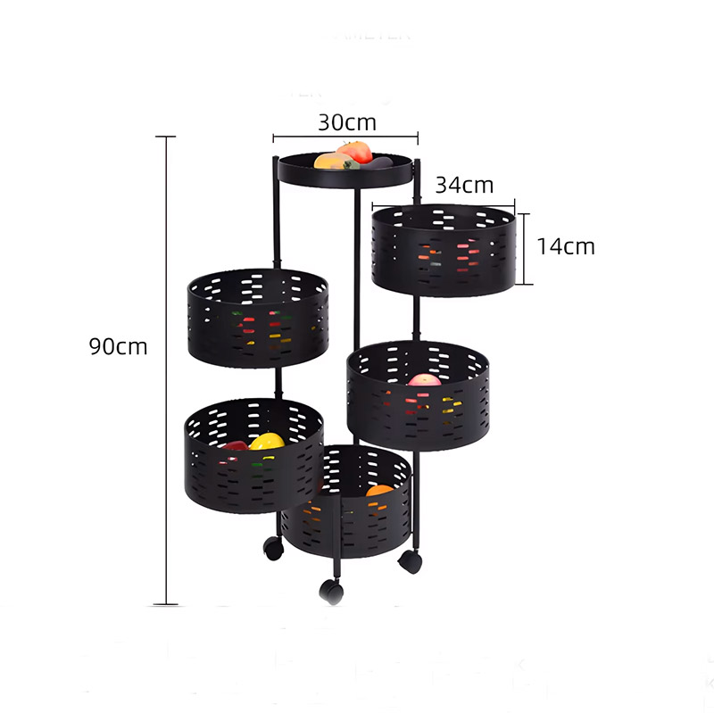 Cesta de almacenamiento giratoria metalica 5 niveles circular - Vihogar